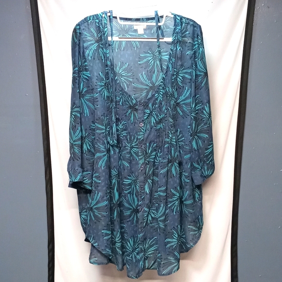 Xhilaration | Tops | Turquoise Translucent Top | Poshmark